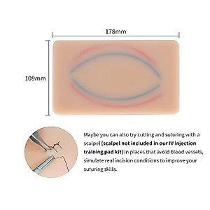 Injection Training Pad Model, Reusable and Durable for Medical Students Practice/Training,4 Veins Imbedded 3 Skin Layers