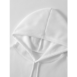 SHENHE Women's Slogan Letter Print Long Sleeve Hooded Sweatshirt Pullover Hoodie Tops White L