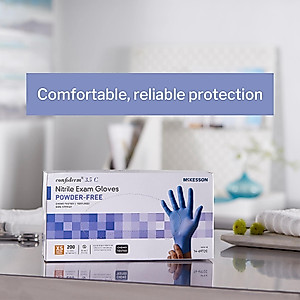 McKesson Confiderm 3.5C Nitrile Exam Gloves - Powder-Free, Latex-Free, Ambidextrous, Textured Fingertips, Chemo Tested, Non-Sterile - Blue, Size XS, 200 Count, 10 Boxes, 2000 Total