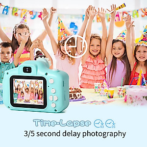 Kids Camera, Christmas Birthday Gifts for Boys Age 3-9, HD Digital Video Cameras for Toddler, Portable Toy for 3 4 5 6 7 8 Year Old Boy with 32GB SD Card (Green)