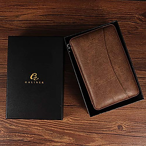 Galiner Travel Cigar Humidor Leather Case with Humidity Packs Bag Portable Cedar Wood Leather Case Holder 4 Cigars, Pockets for Cigars Lighter Cutter, Black Gift Box