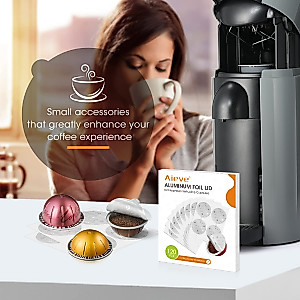 Aieve Aluminum Foil Seals Lid for Reusable Nespresso Pods Vertuo Compatible with Nespresso Refillable Capsule (120Pcs)
