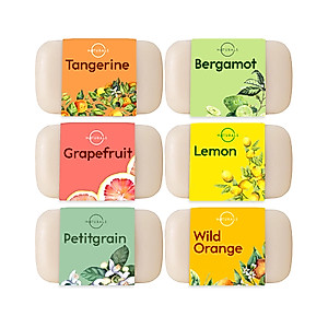 O NATURALS 100% Natural Bar Soap - Assorted 6 PCS Soap Gift Set - Organic Ingredients & Essential Oils - Spa Gifts for Women & Men, Body Wash Soap Bar & Face Soap - Moisturizing Organic Citrus Soap