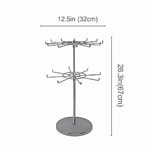 ARIOLUXE Countertop Heavy Duty Metal Rotating Adjustable 2 Tire Spinner Display Stand Rack, Height Adjustable Rotating Jewelry Organizer stand, Chrome Coated Steel(Silver), Comes with 2 Sign Holders