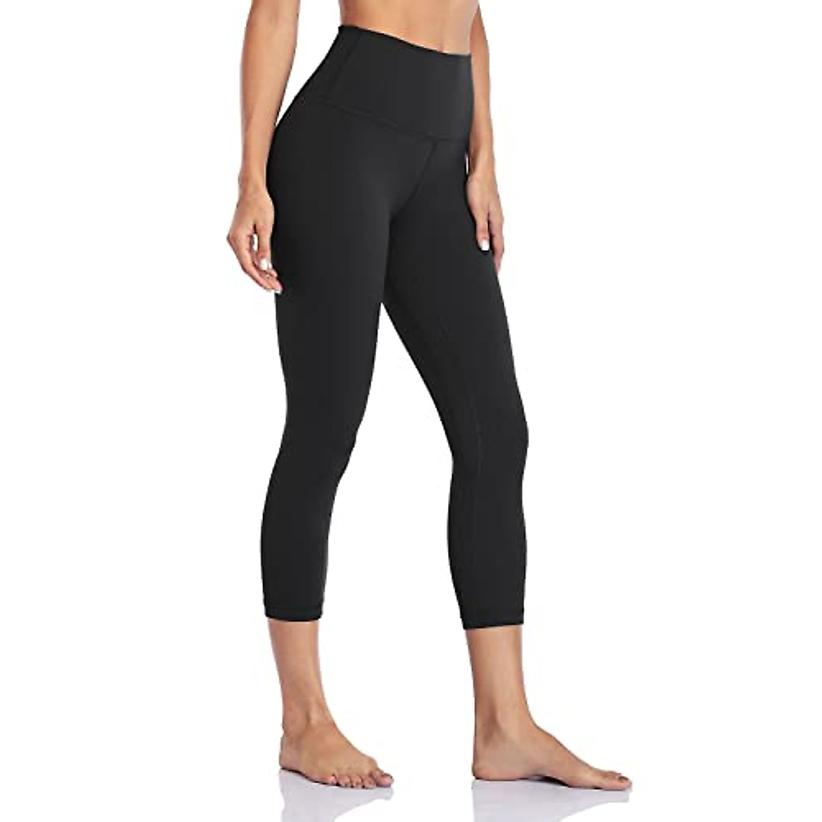 HeyNuts High Waisted Yoga Capris Leggings for Women, Buttery Soft Workout Cropped Pants Compression 3/4 Leggings 21'' Black S(4/6)
