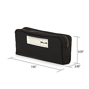Trilly Canvas Pencil Case Pouch with Ruler I Larger Capacity Simple Pencil Pouch I School Small Pencil Bag For Boys & Girls I Holds Pencil, Pen, Personal Items & Desk Organizer Cute Pen Pouch Black