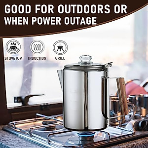 MEREZA Coffee Percolators Stovetop for Camping, Percolator Coffee Pot Camping Stovetop Stainless Steel Camping Coffee Maker Outdoors Home 9 Cup No Aluminum & Plastic Fast Brew