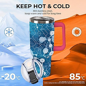 Science Chemistry Molecular Structure 40 Oz Car Cup Stainless Steel Travel Mug Leak-Proof Insulated Tumbler with Handle Light Rose Red-style