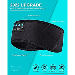 LC-dolida Sleep Headphones Bluetooth Headband, Cozy Band Wireless Headphones, Sleep Mask with Bluetooth Thin HD Stereo Speakers Perfect for Side Sleepers, Sport, Yoga, Travel