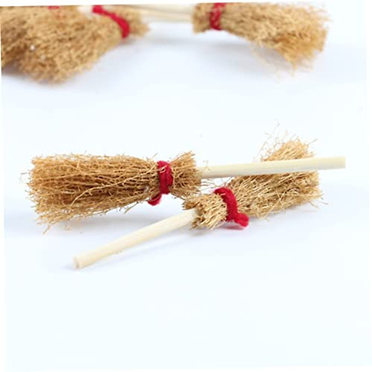 Gogogmee 30 Pcs Broom Witch Hanging Halloween Broom Toys Embellishment Witch Broom Costume Miniature Straw Broom Toys for Halloween Decor Mini Witch Broom Children’s Toys Broomsticks Wooden