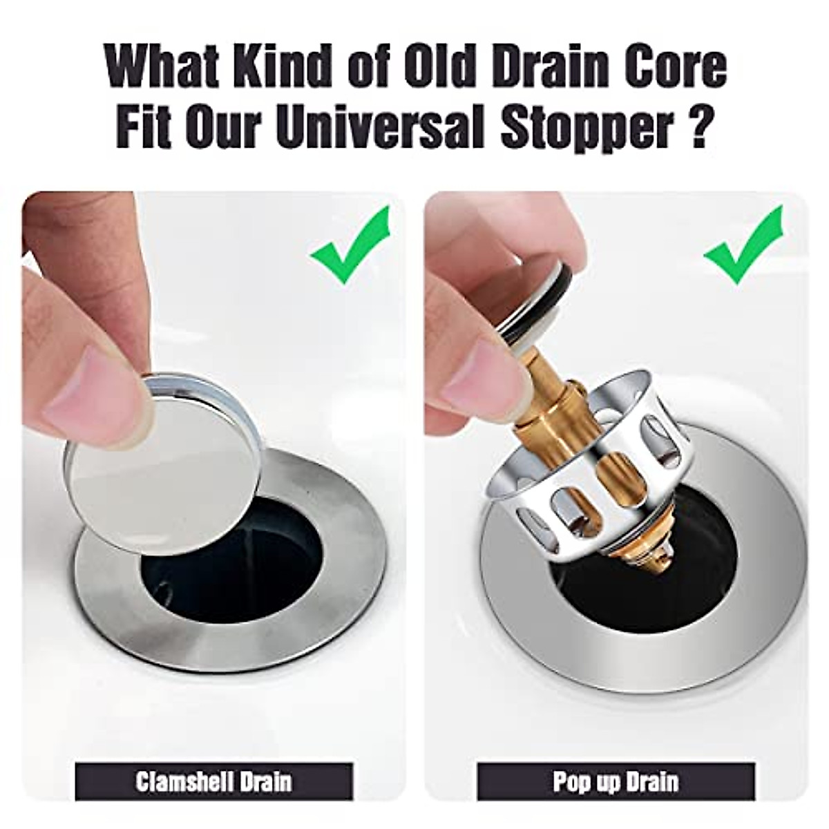 GOWIN Universal Bathroom Sink Stopper, Pop Up Sink Drain Plug for 1.02''-1.96'' Drain Holes,Bathroom Stainless Steel Sink Drain Filter with Basket (Chrome)