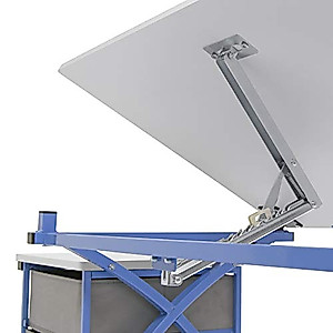 SD STUDIO DESIGNS 2 Piece Comet Center Plus, Craft Table and Matching Stool Set with Storage and Adjustable Top, 50"W x 23.75"D x 29.5"H, Blue/White