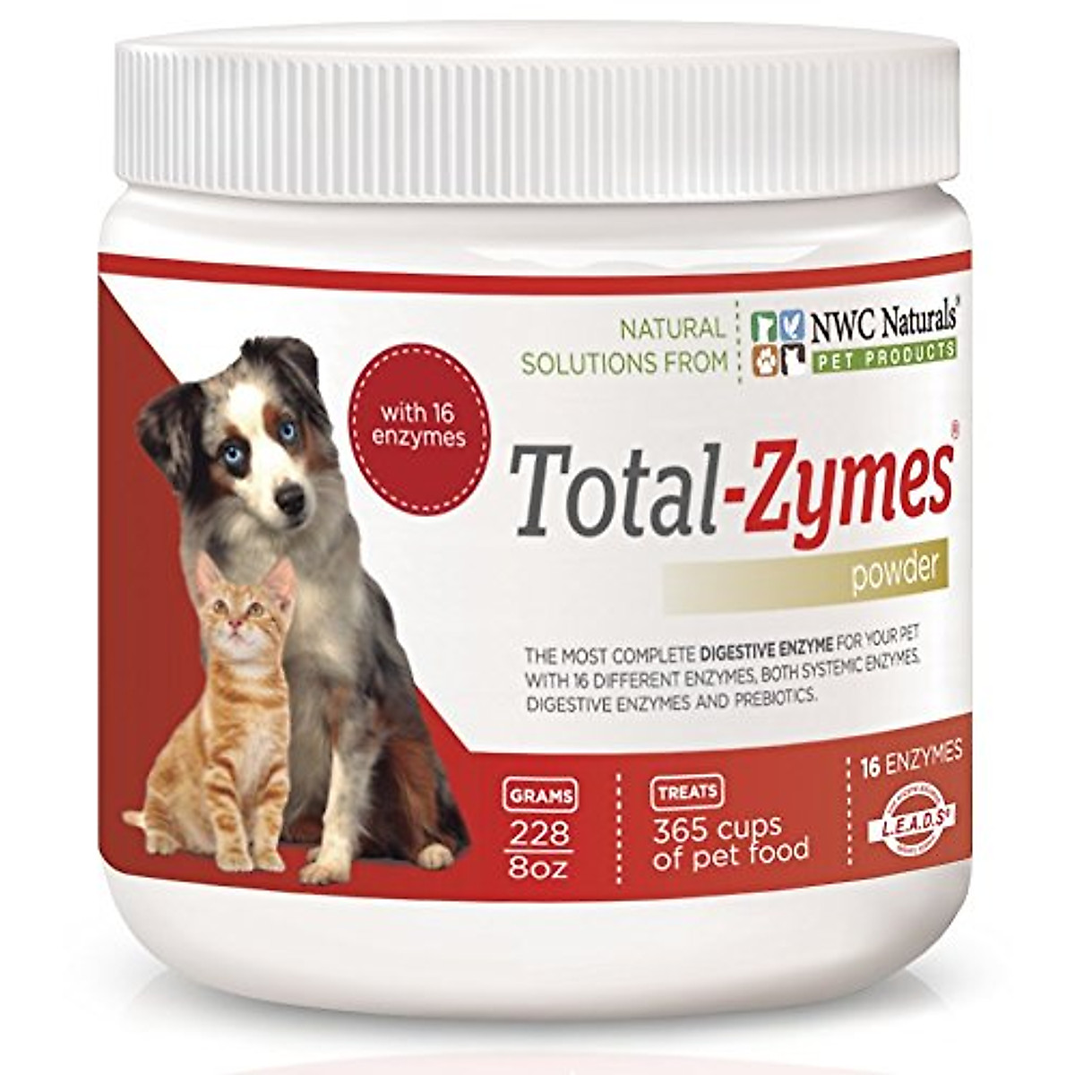 NWC Naturals - Total-Zymes- Digestive Enzymes for Dogs and Cats - Treats 365 Cups of Pet Food
