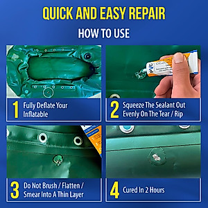PVC Stitch Liquid Waterproof Repair Patch for Air Mattresses, Waterbeds, Above-Ground Pools, Bouncy Houses, Hot Tubs, Air Tracks, Works on Blow up PVC & PU Inflatables