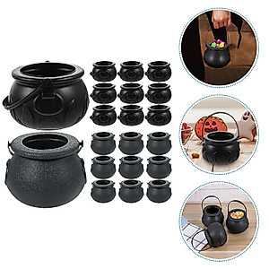 LUOZZY 24pcs Mini Candy Cauldron Kettles Halloween Candy Bucket with Handle Halloween Party Decoration
