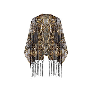 BABEYOND 1920s Sequined Peacock Shawl Wraps Fringed Evening Cape Wedding Bridal Shawl Scarf for Evening Dresses Party