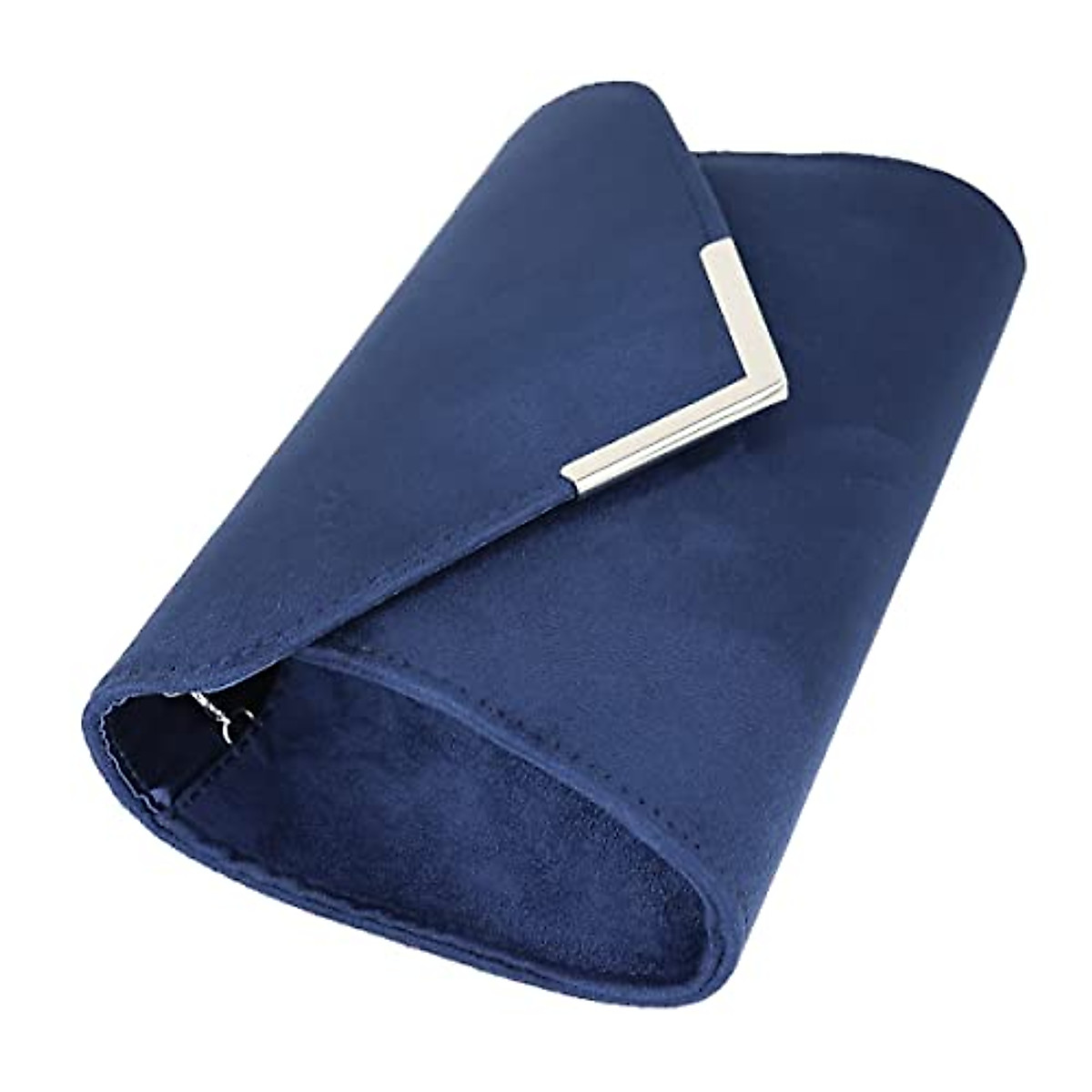 Milisente Solid Clutch Purses For Women Large Wedding Suede Purses For Ladies Evening(Navy Blue)