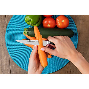 ARCOS Forged Vegetable Knife 5 Inch Stainless Steel 130 mm blade. Professional Knife for Peeling Fruits and Vegetable. Ergonomic Polyoxymethylene POM Handle. Series Clara. Color Black