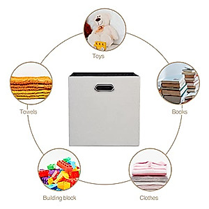 Jermichoc 13x13 Inch Storage Bins, 4 Pack Foldable Cube Storage Baskets Containers for Office Home Closet Shelves Organization (Grey)