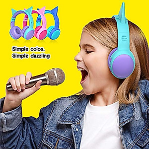 gorsun Bluetooth Kids Headphones with Microphone,Children's Wireless Headsets with 85dB Volume Limited Hearing Protection,Stereo Over-Ear Headphones for Boys and Girls (Purple)