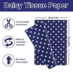 AnyDesign Patriotic Tissue Paper 80 Sheet Stars and Stripes Pattern Tissue Paper 4th of July Wrapping Paper Holiday Art Tissue for Independence Day Memorial Day DIY Gift Packing Supplies, 14 x 20 Inch
