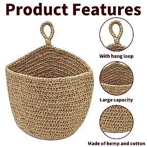 Jute Onion Basket Hanging for Pantry with Wooden hook, Potato Garlic Onion Pantry Storage Baskets, Potato Holder Hanging Wall Vegetable Baskets for Succulent Wall Decor (Large)