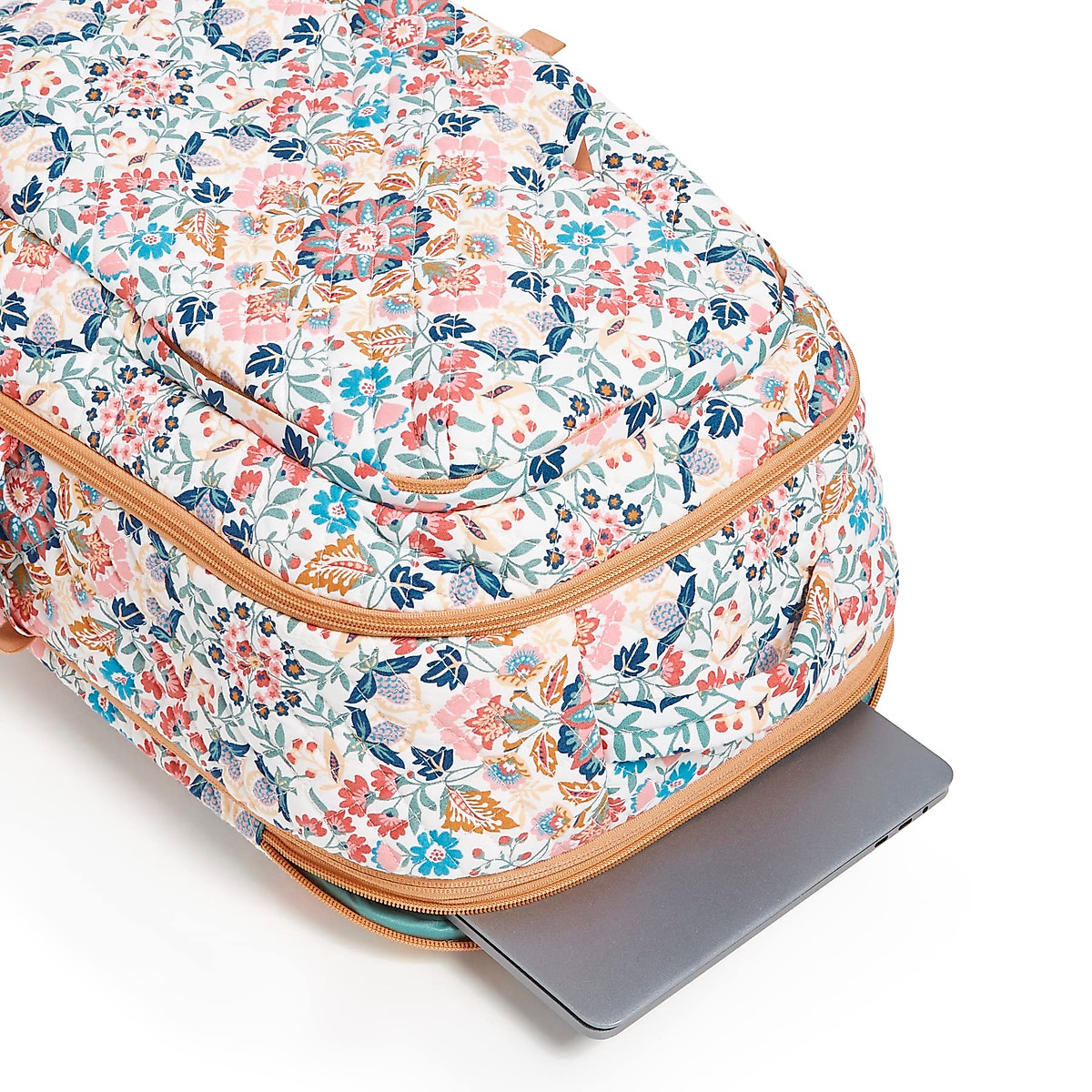 Vera Bradley Women's Cotton Large Travel Backpack Travel Bag, Enchanted Mandala - Recycled Cotton, One Size