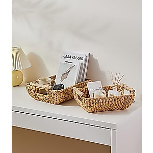 Berdeng Wicker Storage Basket, Large Baskets for Gifts Empty, Small Baskets for Organizing, Woven Storage Baskets for Shelves, Toy Basket, Set of 3(Sea Grass)