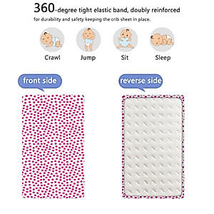 Pink Polka Dots Themed Fitted Crib Sheet,Standard Crib Mattress Fitted Sheet Toddler Bed Mattress Sheets-Baby Crib Sheets for Girl or Boy,28“ x52“,Pink White
