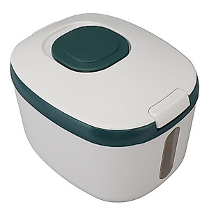 Rice Storage Container, Large Capacity Food Storage Container, Airtight Food Storage Container with Measuring Cup, Covered Rice Bucket, Cereal Dispenser Bin for Grains Nuts Flour(S Green (5kg/11.0lb))