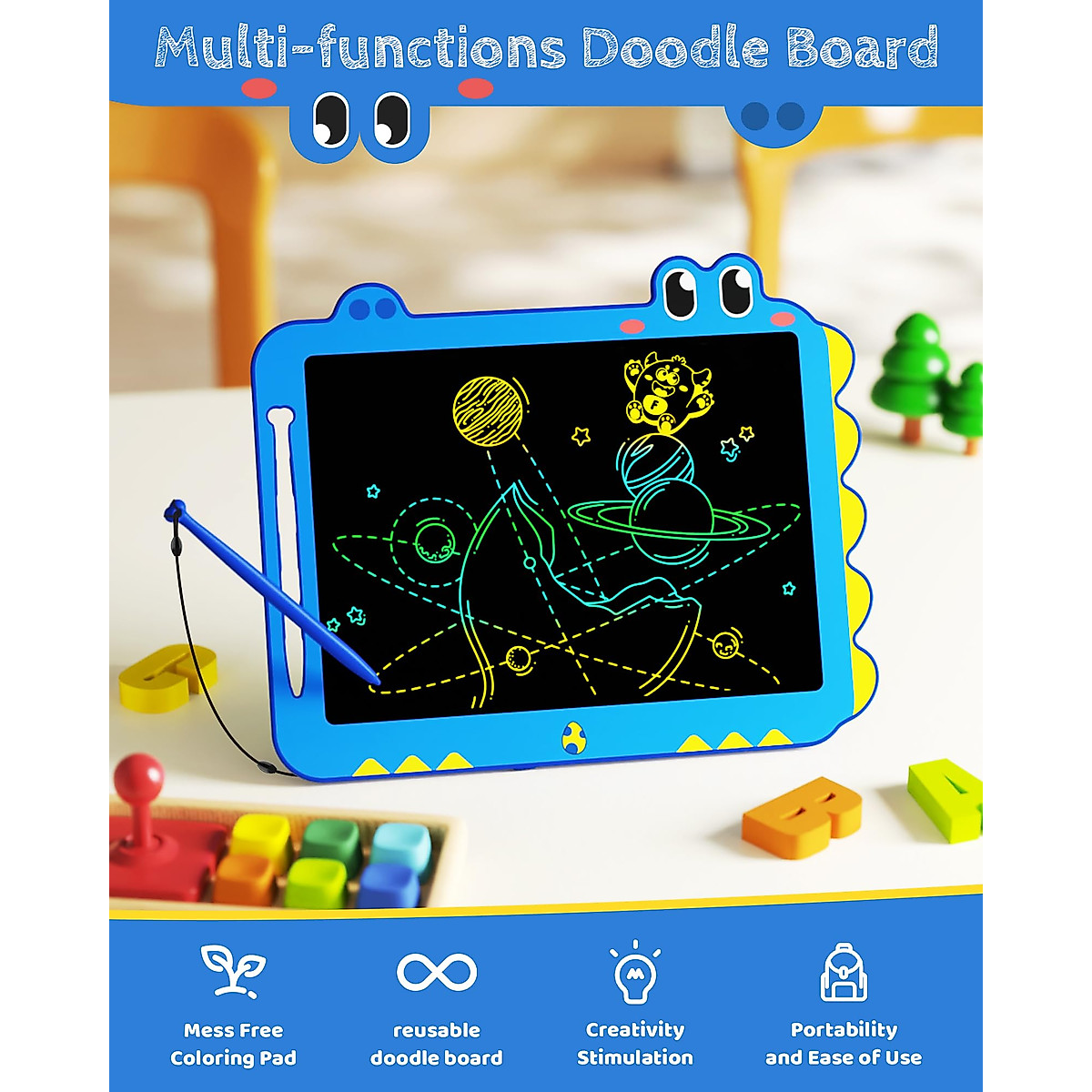 LCD Writing Tablet for Kids, Colorful Toddler Toys Doodle Board, Drawing Tablet, Reusable Electronic Pads Educational and Learning Toy Gift for 3-8 Years Old Boys and Girls