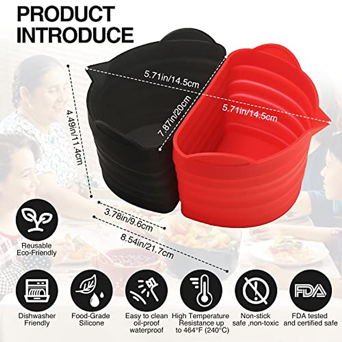 Transform Cooking with Blue+Grey Eco-Friendly Silicone Slow Cooker Divider Inserts - Non-Stick, Dishwasher Safe! Fits 6-8 Quart Brands