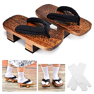 Japanese Wooden Clogs Sandals Japan Traditional Shoes Geta With Tabi Socks (US 10/27.5cm)