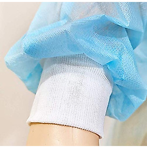 LIFESOFT Disposable Isolation Gown Polypropylene Lab Gowns Knit Cuff Long Sleeve Blue 15 Pack Unisex