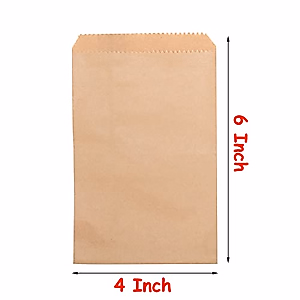 Tendwarm 100 Pcs 4x6 Inches Brown Kraft Paper treat Bags Flat favor bag for Party Wedding Small Gift bag
