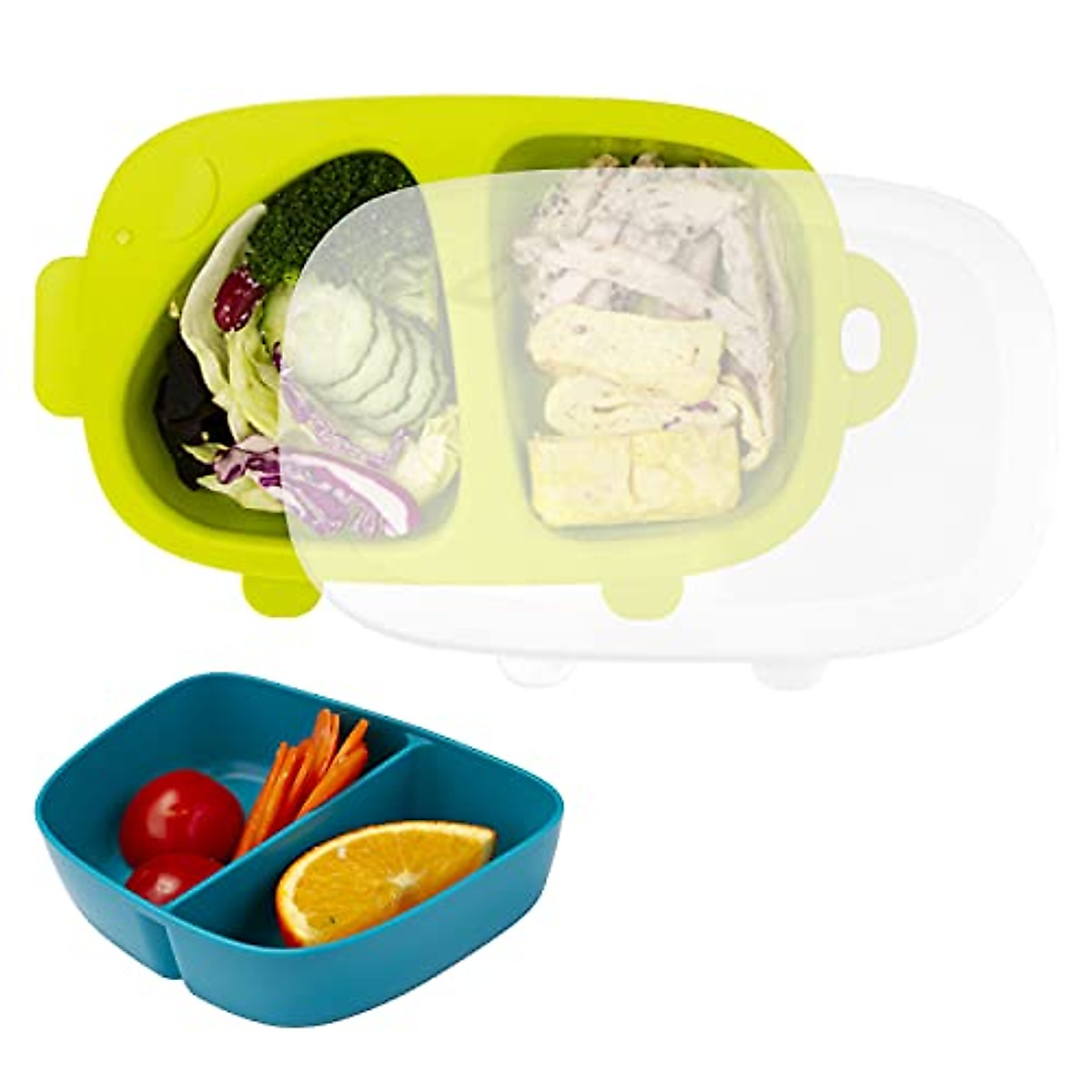 Kids Divided Plate, 3 PCS(Plate with Lid and Inner Dish), Toddler Dishes Tableware, Dishwasher-Safe for Baby Feeding Dinner Plate (Lemon)