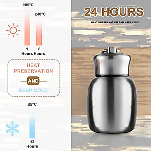 Mini 7 oz Stainless Steel Water Bottle, Small Vacuum Insulated Water Bottle Leak Proof Sport Tumbler Cup Hot and Cold Water Bottle for Women Girls Kids Gift Milk Tea Lunch (Silver)