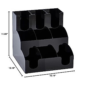 Mind Reader 9 Compartment Coffee Condiment and Accessories Organizer, Black