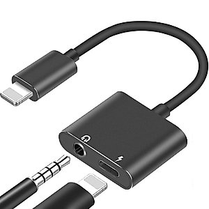 [Apple MFi Certified] iPhone Headphone Adapter, 2 in 1 Lightning to 3.5mm Aux Audio and Charge Jack Adapter Splitter Dongle for iPhone 14 13 12 11 Pro Max XS XR X 8 7 6 iPad, Support iOS 16
