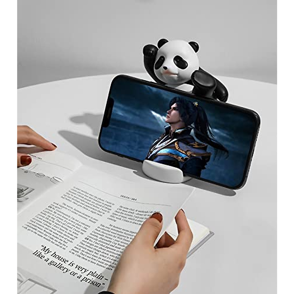 Phone Stand Desk Accessories Resin Panda Figurines Home Decor Decorative Tabletop Ornaments Cute Phone Holder