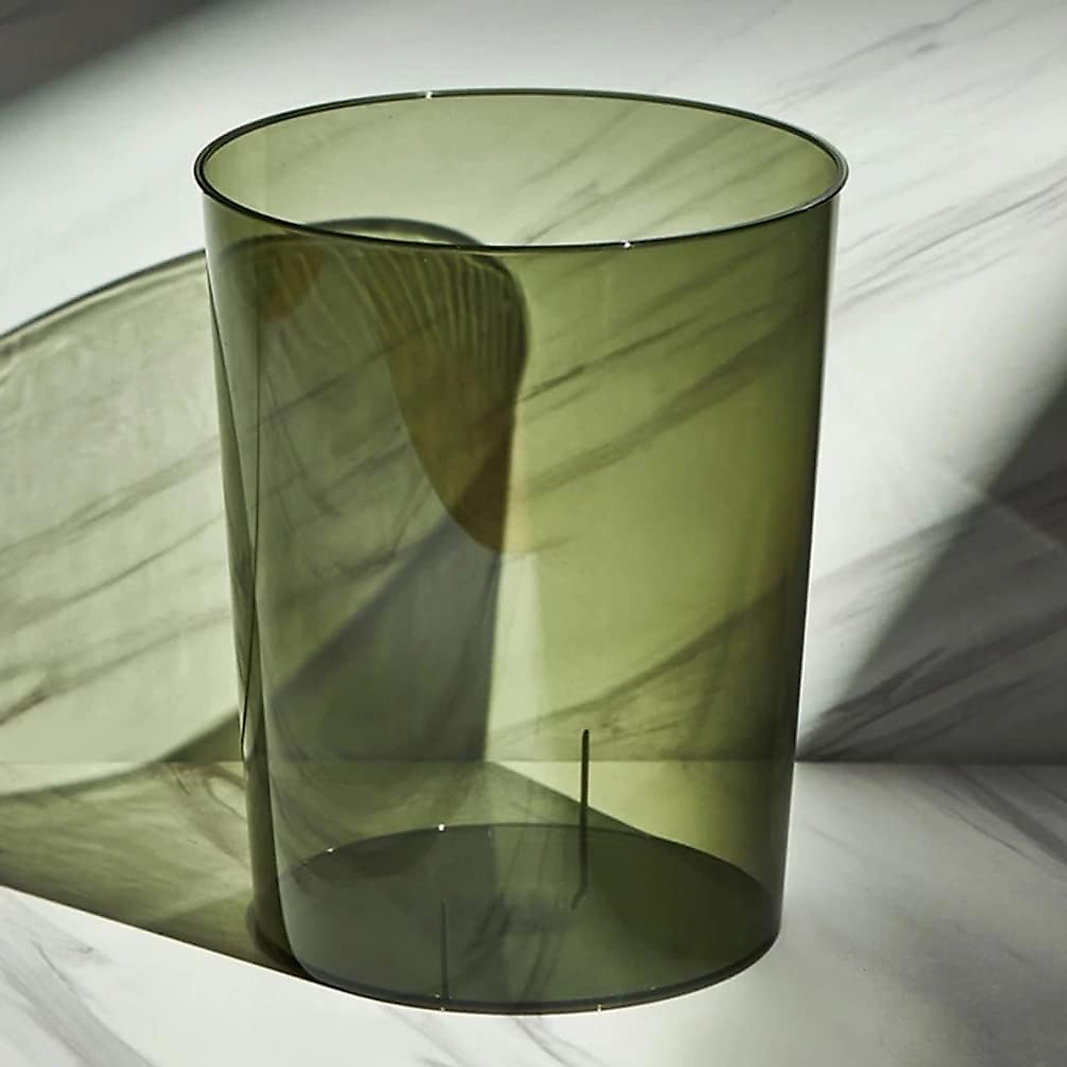 LIFKOME Trash Bin Trash Cans Plastic Wastebasket Small Trash Can Round Garbage Container Bin Party Beverage Chiller Bin for Bathroom Bedroom Office Clear Green Trash Bin Trash Cans