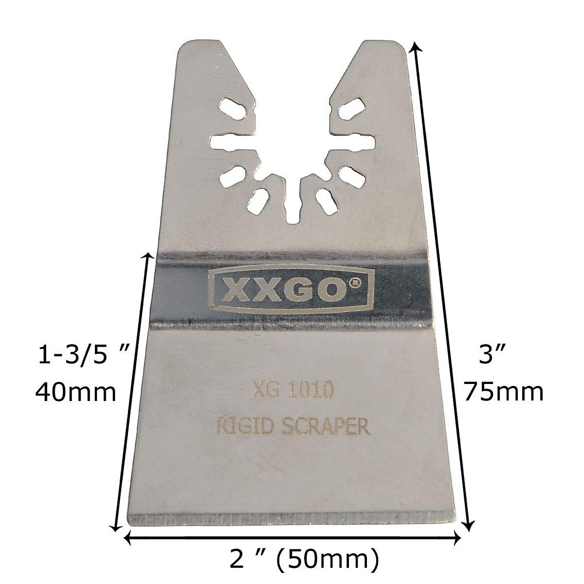 XXGO 2 Pcs Universal 2” Rigid Oscillating Tool Scraper Blades Compatible with Bosch Chicago Craftsman Dewalt Dremel Fein Harbor Freight Makita Milwaukee Porter Cable Ridgid Ryobi Rockwell XG1002