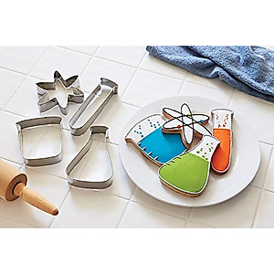 Fox Run Science Cookie Cutter Set, Chemistry Lab Cookie Cutters, Set of 4