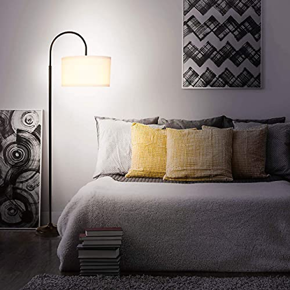 Brightech Nora Bright Arc Tall Lamp, Contemporary LED Floor Lamp, Standing Lamp for Living Rooms & Offices, Mid-Century Modern Standing Lamp with Heavy Base for Bedroom - Black
