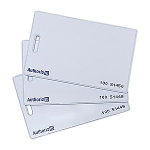 AuthorizID 5 – 26 Bit H10301 125 KHz Clamshell Proximity Card Wiegand T5577 chip. Compatible with 1386 1326 7610 1586 1391 and 1346. Works with Nearly All Access Control Systems. Free tech Support.