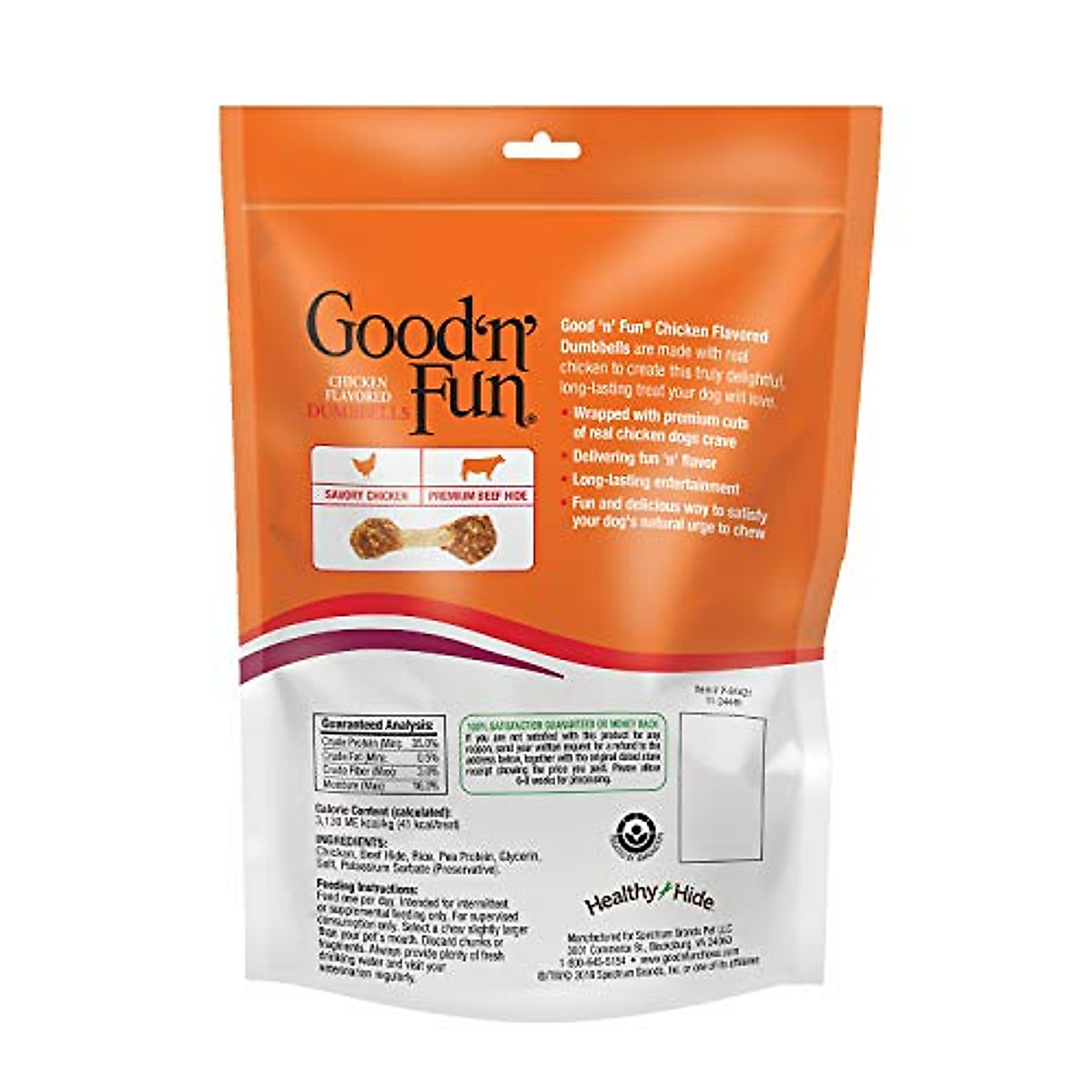 Good ’n’ Fun Chicken Flavored Dumbbells 4 Ounces, Rawhide Snacks for Small Dogs