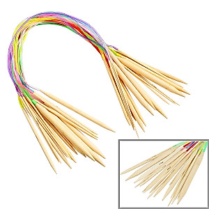 Coopay 62pcs Bamboo Circular Knitting Needles Set for Beginner, 18 Pair Circular Needles with Cable for Weaving Flat & Round Yarn Project, Knitting & Crochet Supplies with Case, 24 inch Sweater Needle