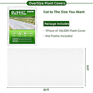 TOCCYARD Plant Covers Freeze Protection, 10 x 30Ft Frost Cloth Plant Freeze Protection, Thick Frost Blankets for Outdoor Plant Vegetables, Fabric Blankets Floating Row Cover for Winter Garden