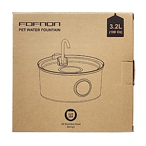 Cat Water Fountain Stainless Steel - Dog Automatic Waterer Bowl - Auto Pet Dispenser - Small Pets Drinking Waterer Indoor - Auto Dish Animal Fountains - 108oz/3.2L Metal Self Kitty Watering Supplies