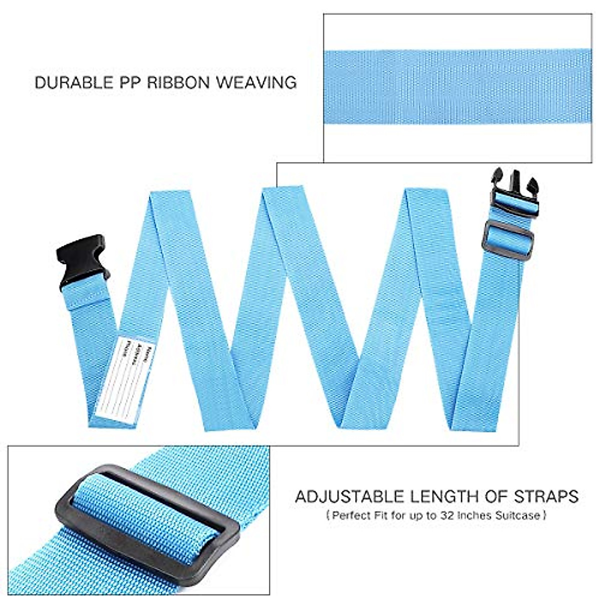 Luxebell Luggage Straps Suitcase Belt Travel Accessories, 1.96 in W x 6.56 ft L 4 Colors